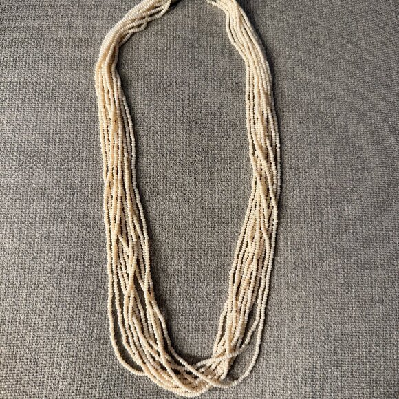 Jewelry | Vintage Multistrand Cream Seed Bead Necklace Layered ...